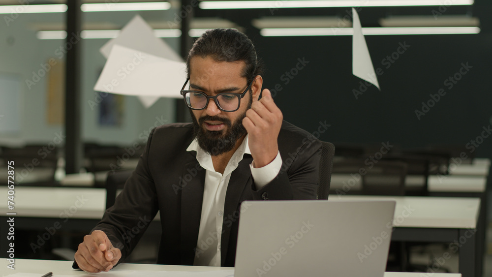 Indian mad aggressive exhausted business man guy male tired Arabian ...