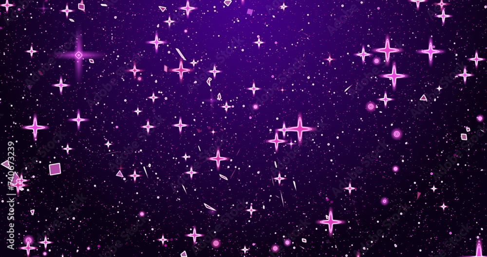 Shining falling stars with shining particles. A purple shining star on ...