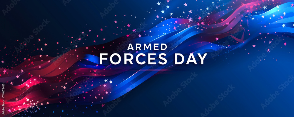 Patriotic Armed Forces Day banner featuring an elegant American flag ...