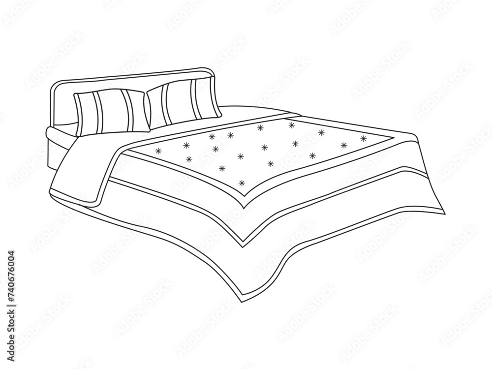 Bed doodle icon in vector. Hand drawn bed icon in vector. Doodle bed ...