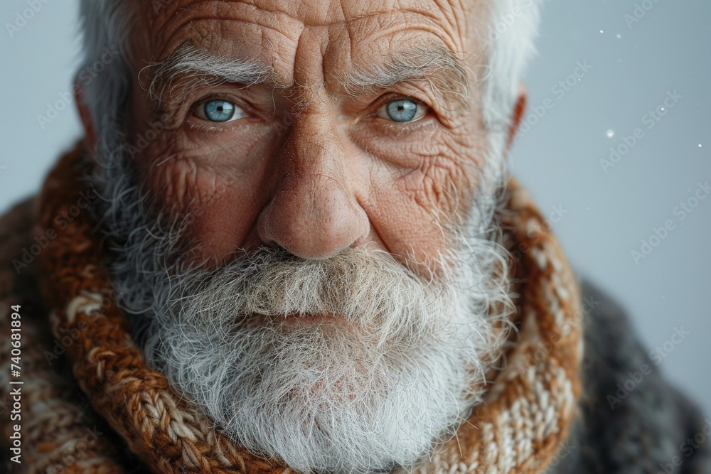 Wise Old Man with Beard Portrait on White Background Stock Illustration ...