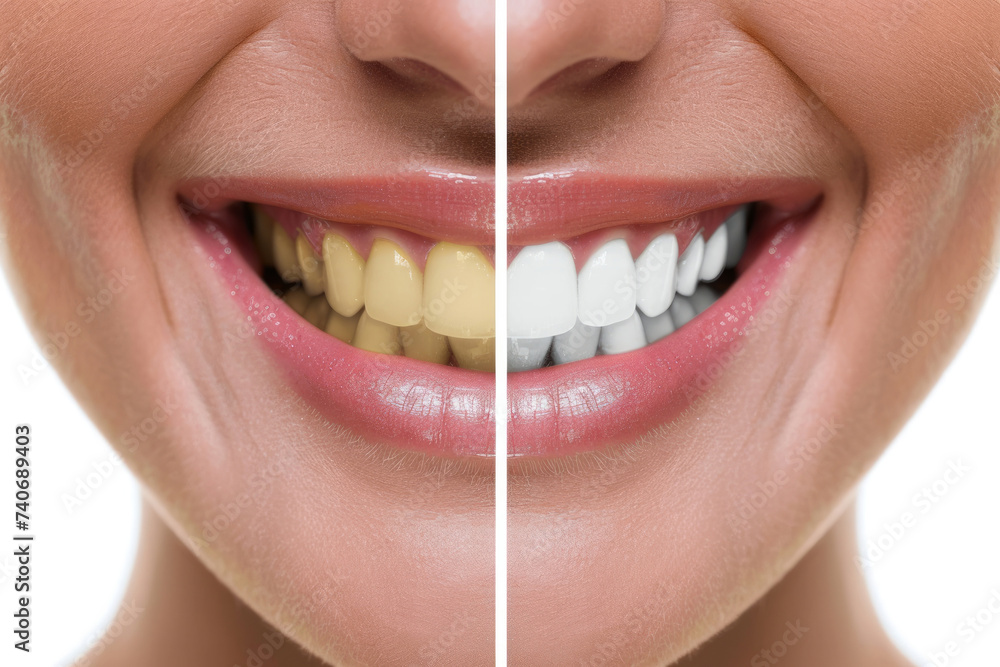 woman teeth before and after whitening. Dental clinic patient. Image ...