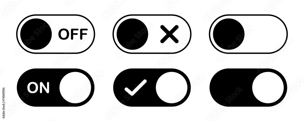 Switch buttons. On and Off toggle switch icons. Switch to Day and Night ...
