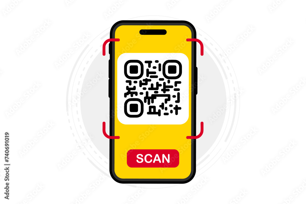 QR code scan icon. QR code set. Smartphone scans QR code for payment ...