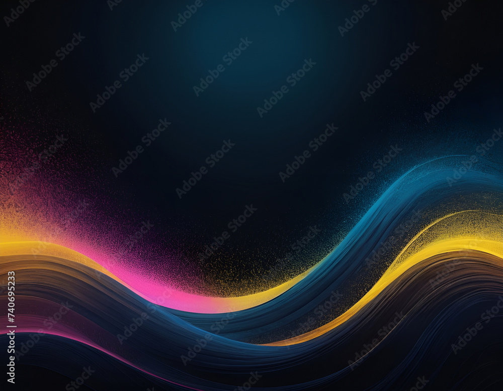 Abstract multicolor waves background | Wave lines in dark navi blue background | Grainy Texture ...