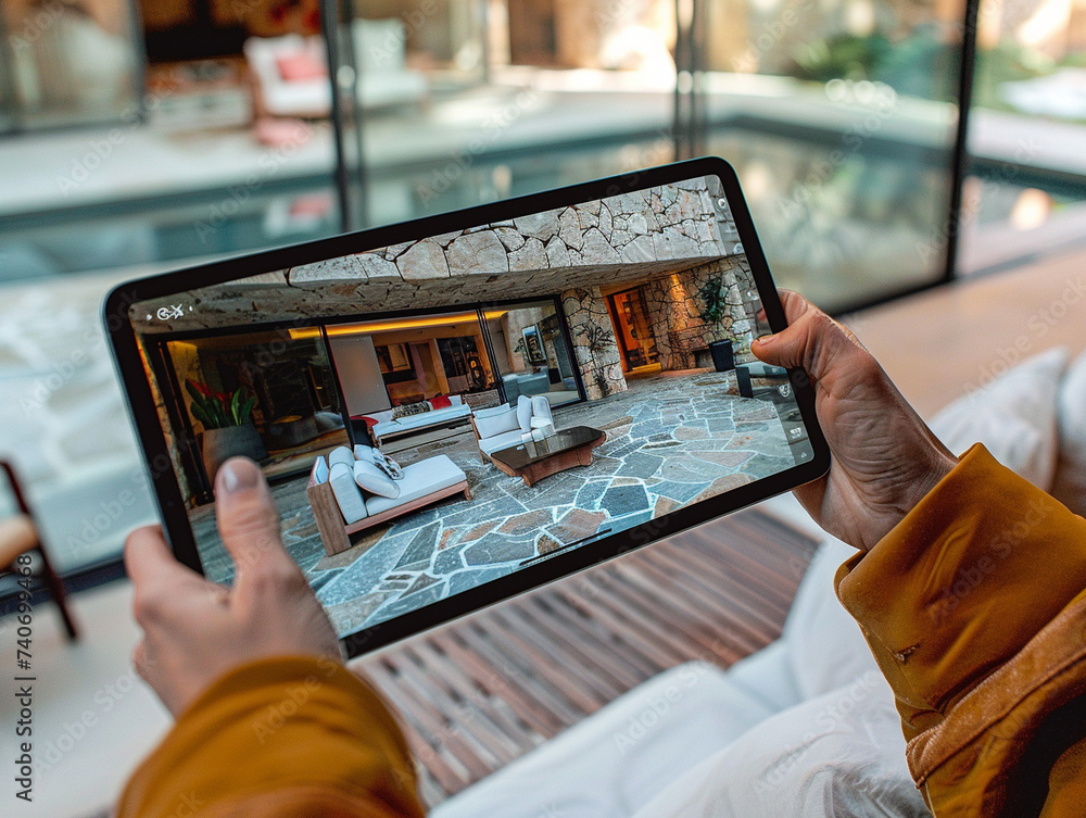 Visualization tool on a tablet device designing a modern and relaxing ...