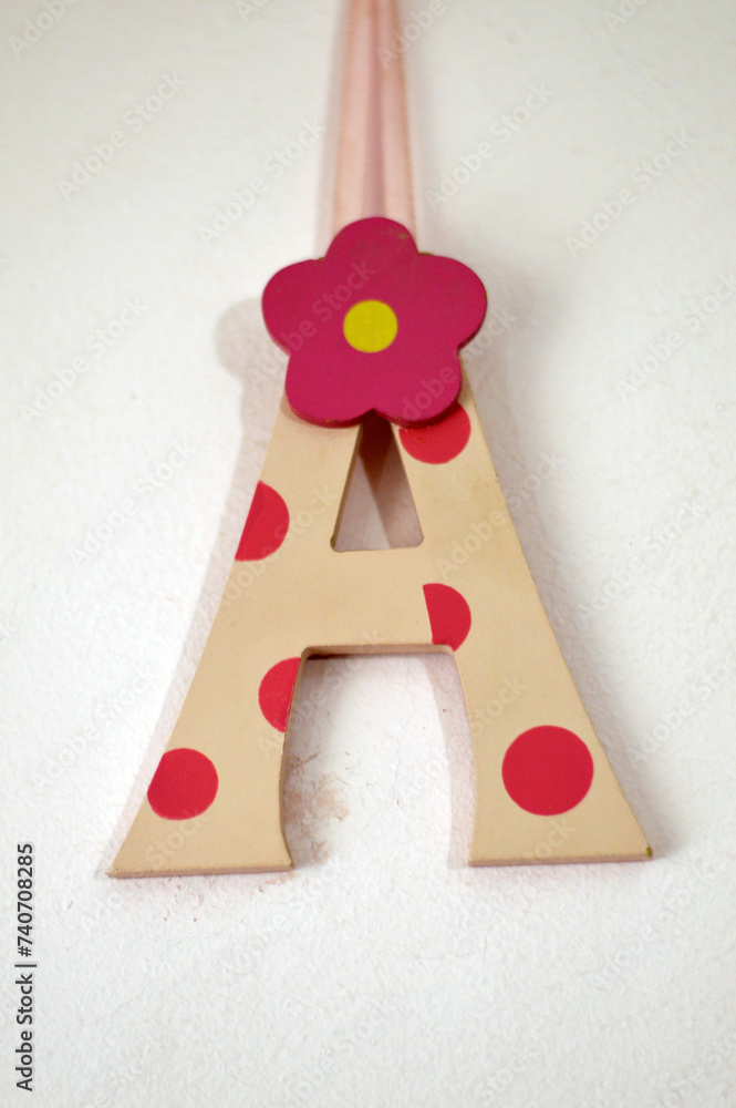 Letter A on the wall, the first letter and the first vowel letter of ...