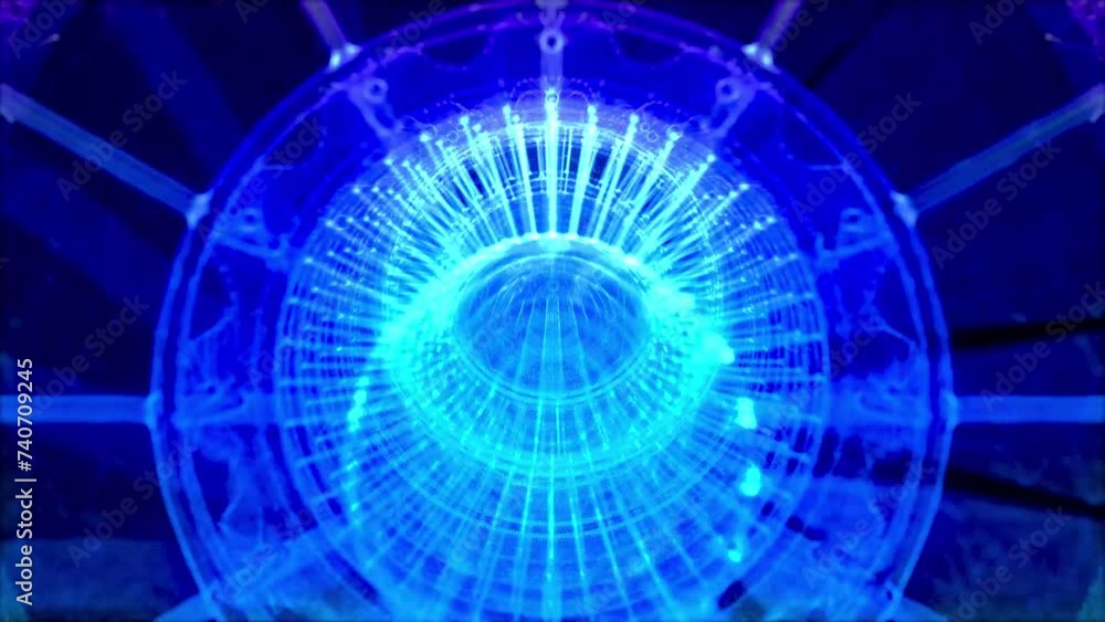 3D model detailed silhouette of generated engineering turbine. Aircraft ...