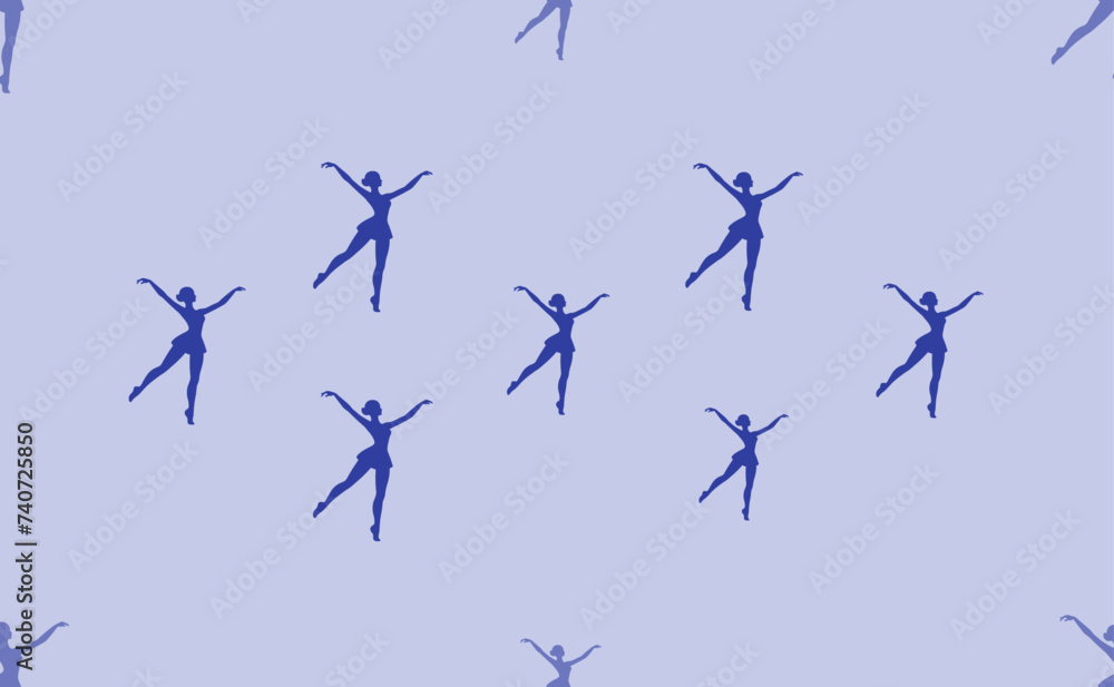 Seamless pattern of large isolated blue dancing girl symbols. The ...