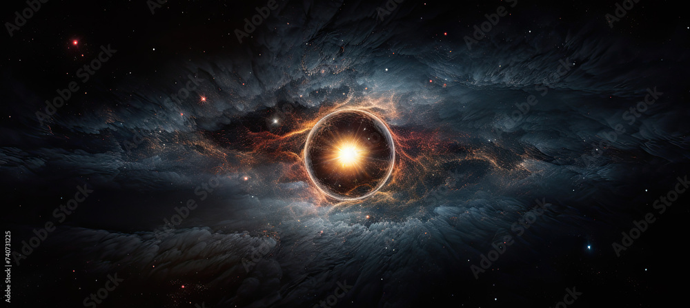Open eye in the Solar System. Eye watching in outer space Stock ...