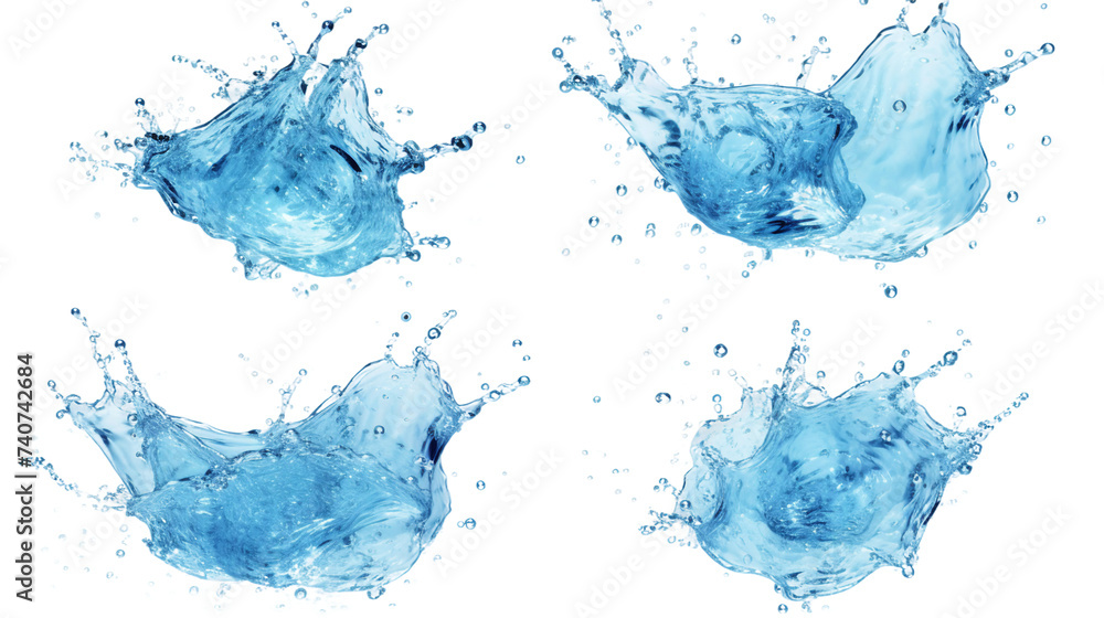 Blue Water Splash Collection: Top View Flat Lay Digital Art 3D ...