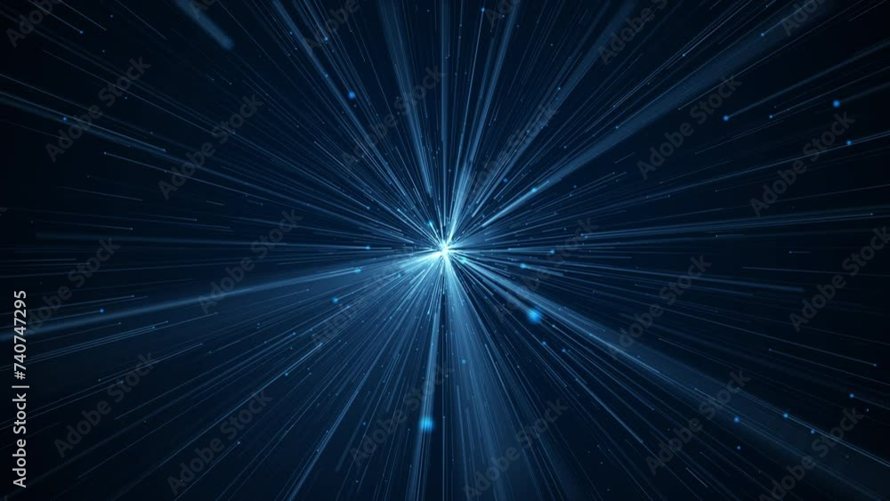 Cosmic Interstellar Hyperspace Motion Background Animation Flying At Warp Speed Through Glowing