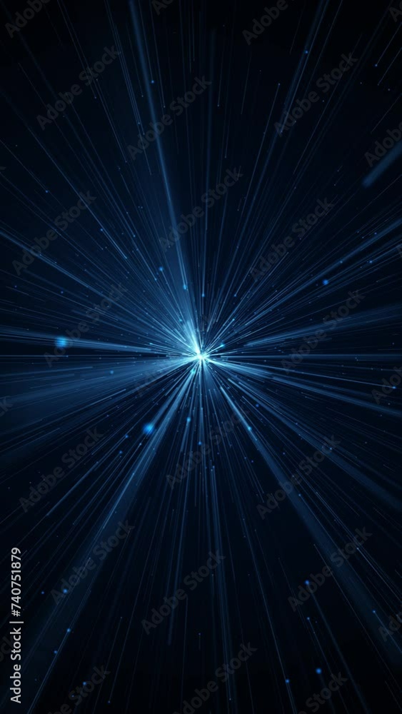 Vertical video - cosmic interstellar hyperspace motion background animation. Flying at warp ...