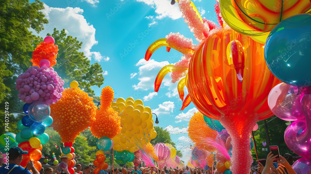 Giant Bubblegum Balloon Parade: Surreal Parade. Parade Floats Made of ...