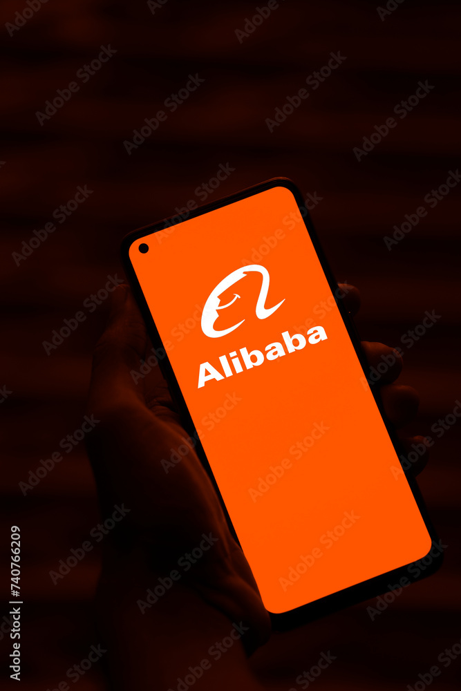 Dhaka, Bangladesh- 11 March 2024: Alibaba logo is displayed on ...