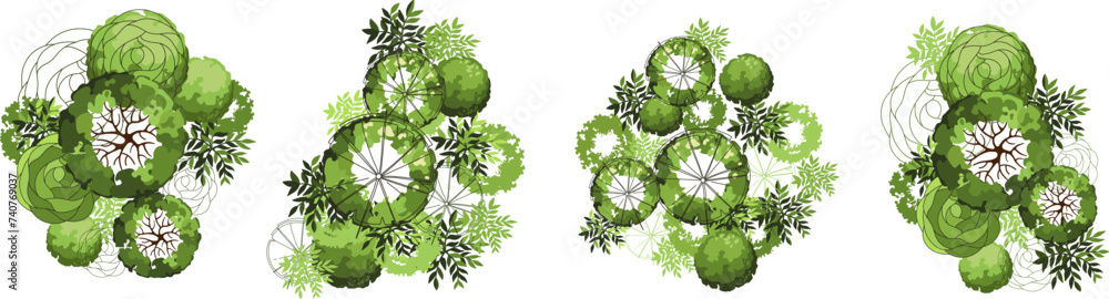 Tree for architectural floor plans. Entourage design. Various trees ...