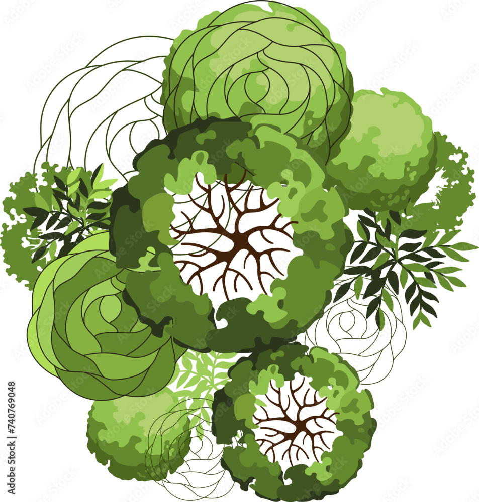 Group of trees for architectural floor plans. Entourage design. Various ...