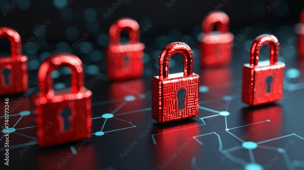 Cybersecurity art merging hacker alerts, digital risks, and ...