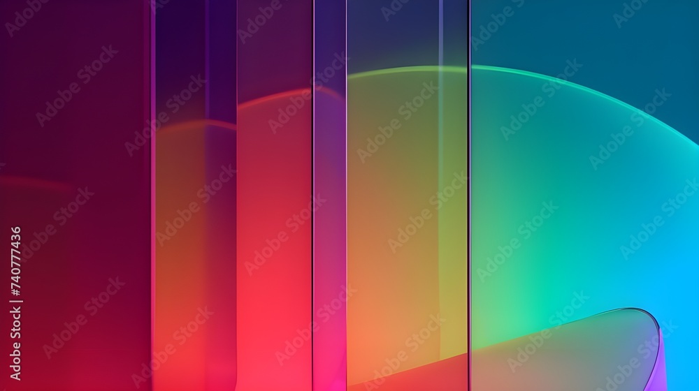 3d render. colorful transparent glass refraction texture acrylic sheet ...