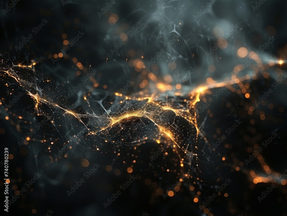 Spider silk fibers magnified showing a delicate web where tiny ...