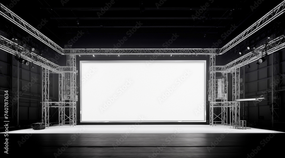 Truss system with a blank white screen and light system, The equipment ...