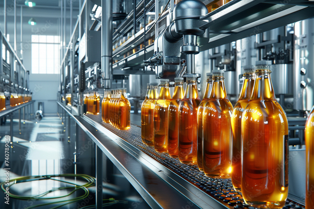 Photorealistic depiction of a state of the art bottling line for ...
