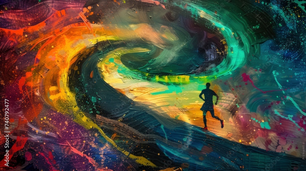 a vibrant, abstract painting, representing a state of creativity and ...