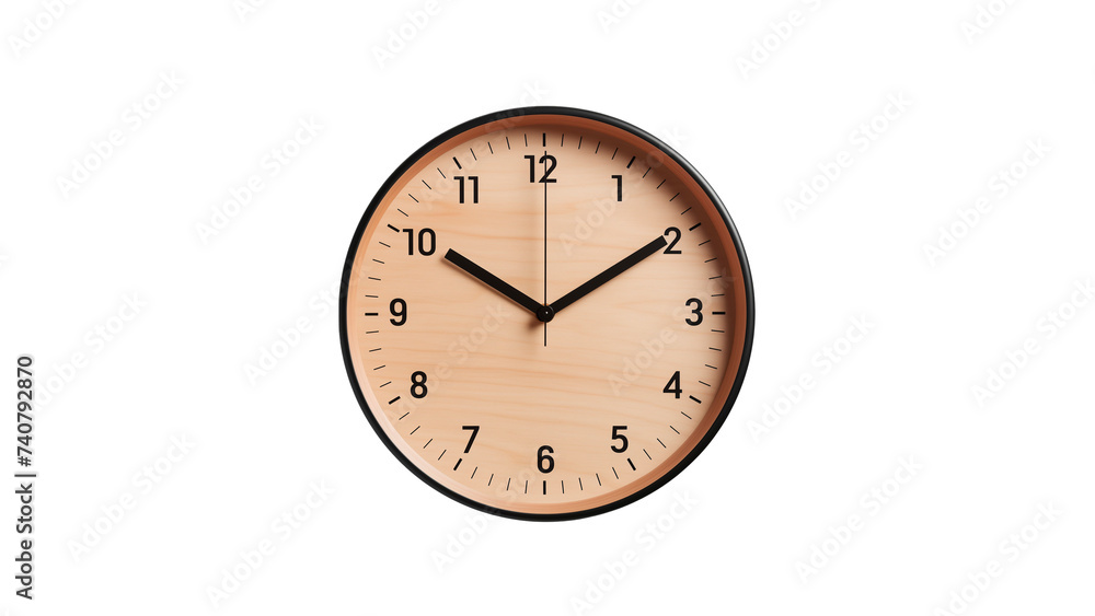 Isolated round wall clock cut out. Classic brown wall clock on ...