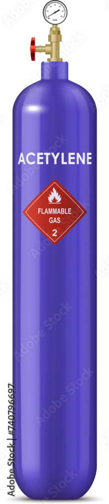 Vecteur Stock Realistic acetylene gas cylinder, compressed gas metal ...