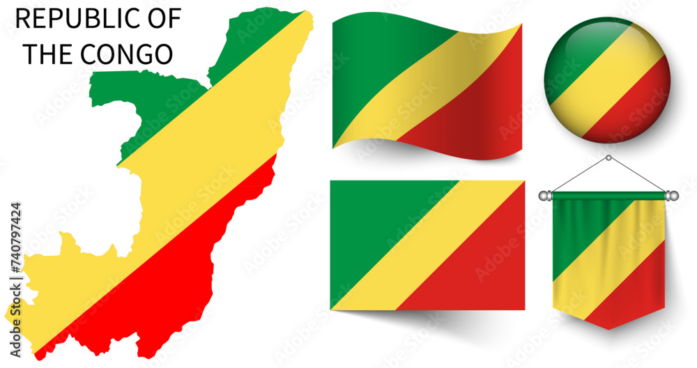 The various patterns of the Republic of the Congo national flags and ...
