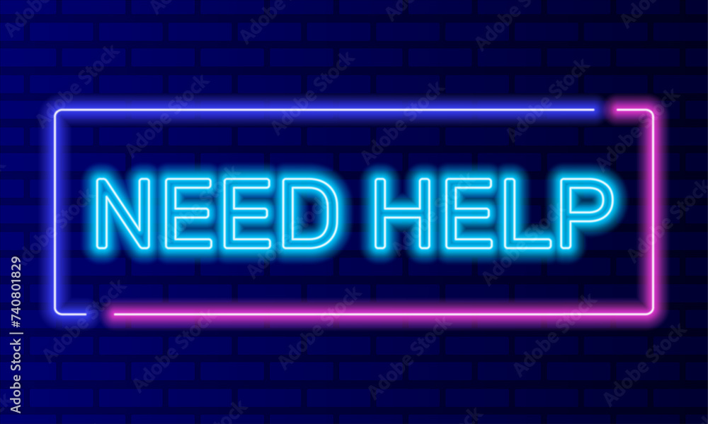 Neon sign need help in speech bubble frame on brick wall background ...