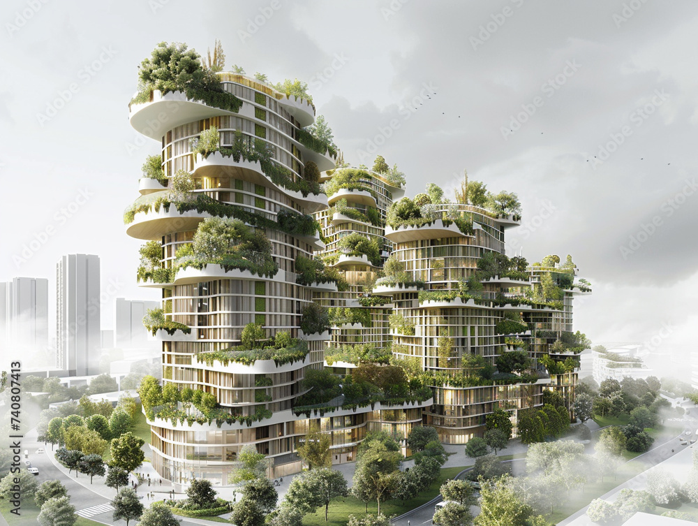 Urban oasis High rise buildings with integrated green spaces and ...