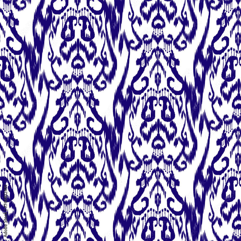 Seamless Ikat Pattern. Abstract black and white background for textile ...