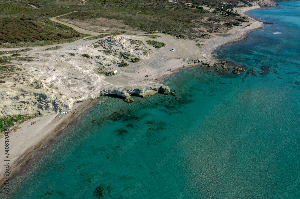 One of the beautiful beaches of Alaçatı, Delikli Bay beach, in Çeşme ...