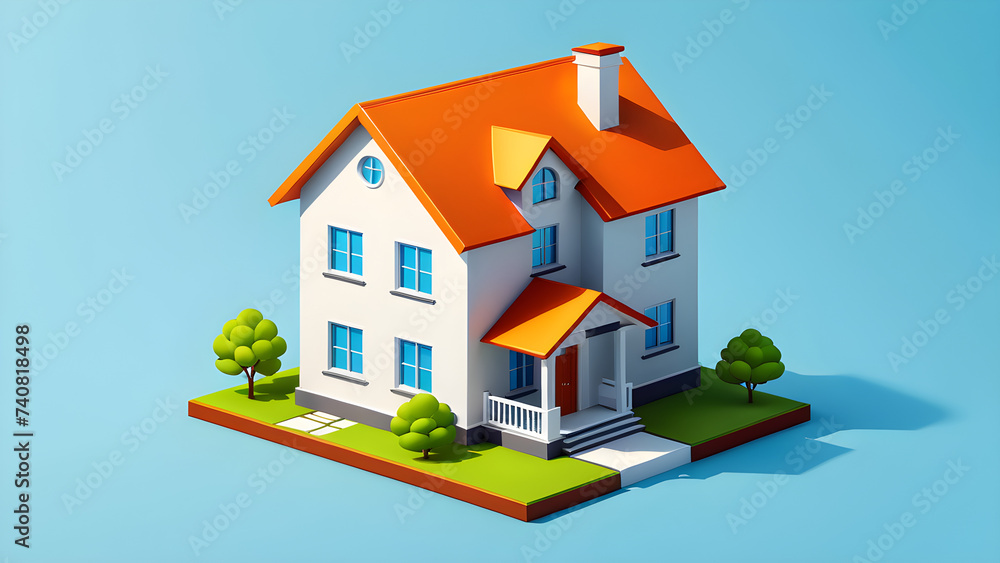 3d Small House Icon Vector Clipart Isolated Black Background Small House With A Roof And House