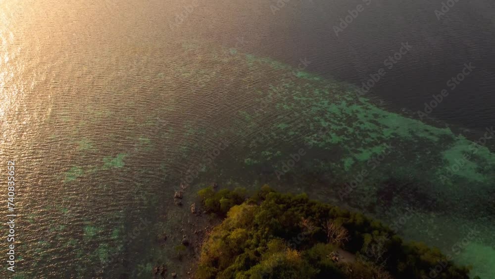 Aerial sky 4k view of Coron Island and White Island off the coast of ...