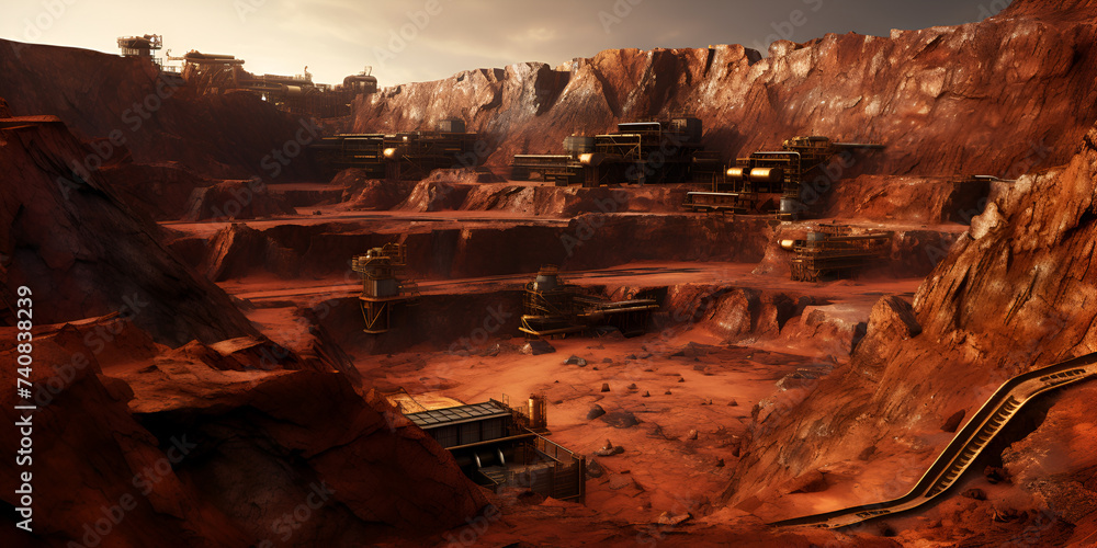 Iron ore mine large open pit mining with progression generated ai Stock ...