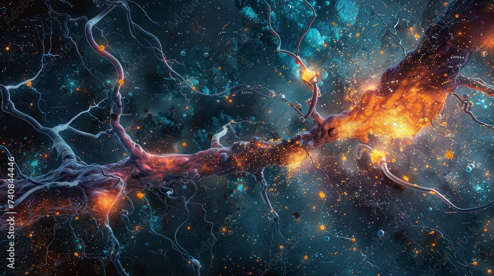 Cosmic-inspired digital art of neuronal synaptic transmission ...