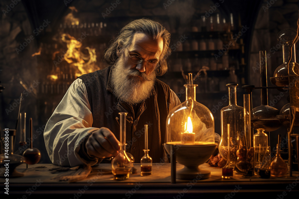 Generated with AI portrait of wise clever professor scientist Stock ...