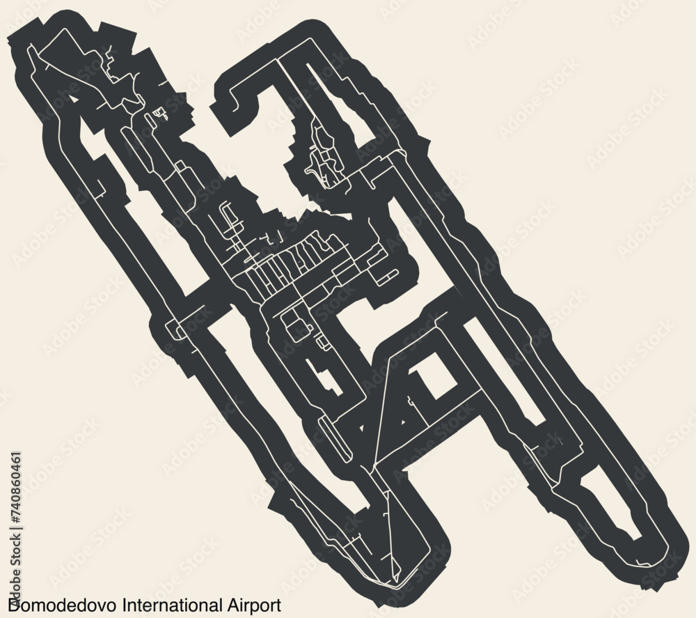 High contrasted terminals layout diagram map with airfield road lines ...