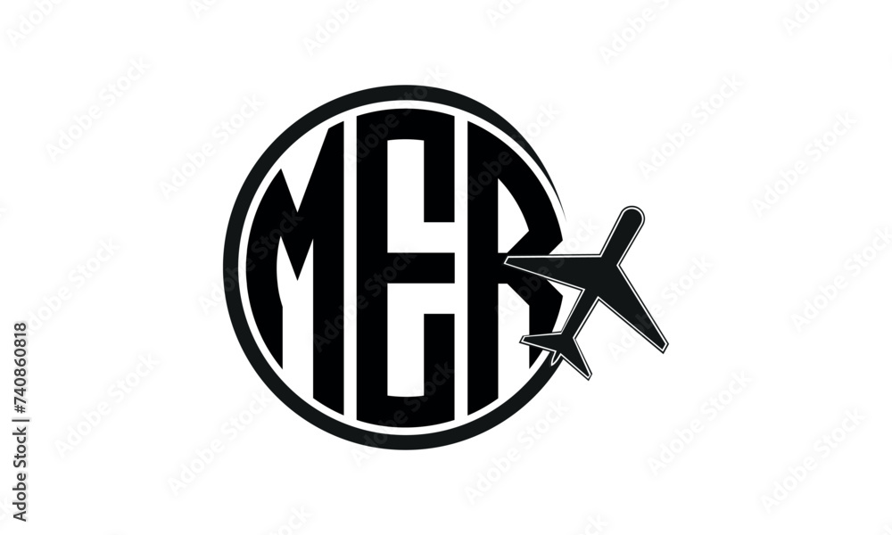 MER three initial letter circle tour & travel agency logo design vector ...