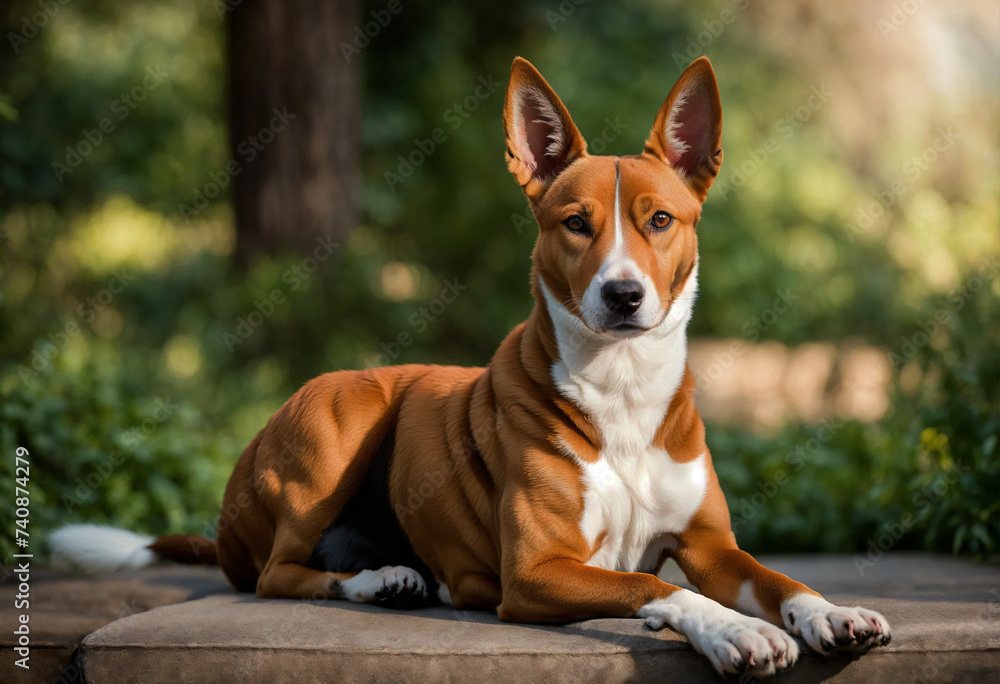 Basenji dog poses with his whole body in nature Stock Photo | Adobe Stock