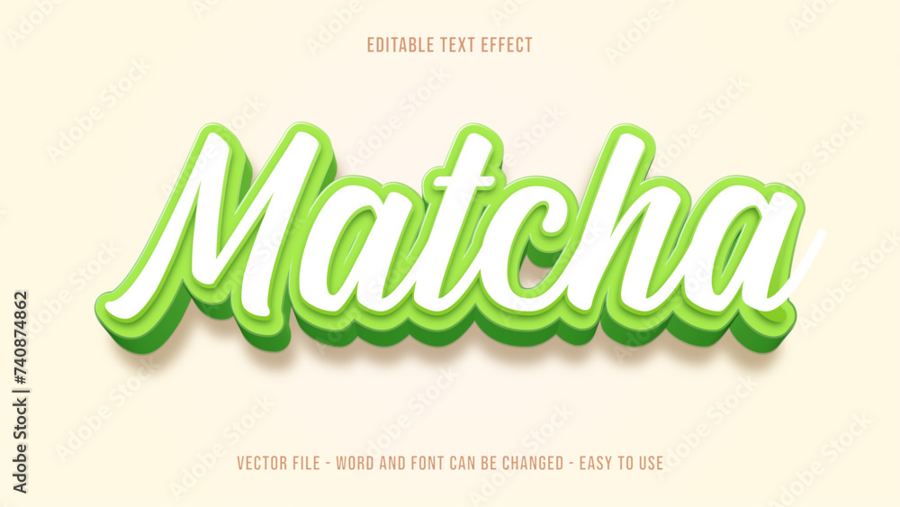 Editable text effect green tea mock up, matcha text style Stock Vector ...