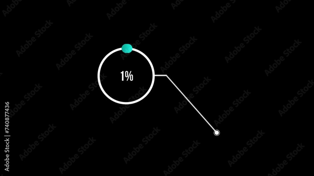 one percent Call out Pie Chart Animation. one percent Glowing Blue ...