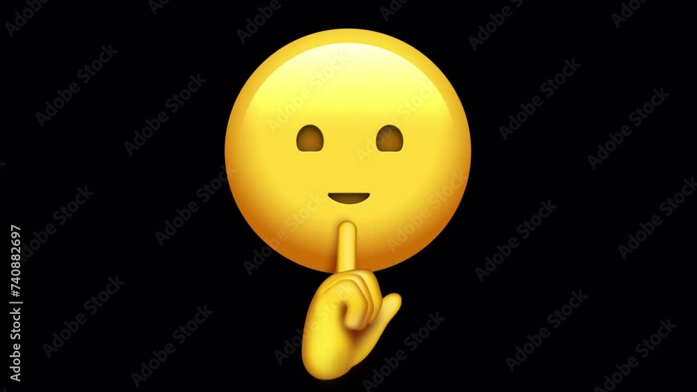 Shushing Face Emoji Animated on a Transparent Background. 4K Loop ...