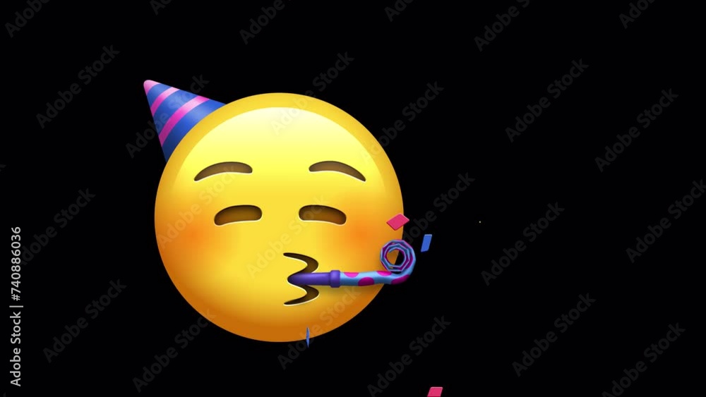 Partying Face Emoji Animated on a Transparent Background. 4K Loop ...