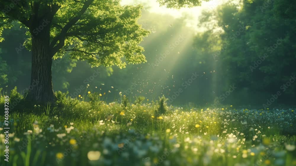 The beauty of spring with its blooming flowers and warmth of the sun ...