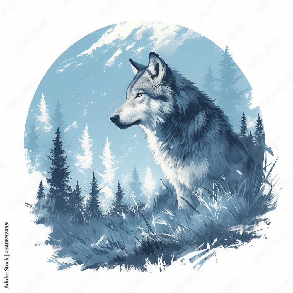 Wolf badge for t-shirt design. Animal wolf concept poster. Creative ...