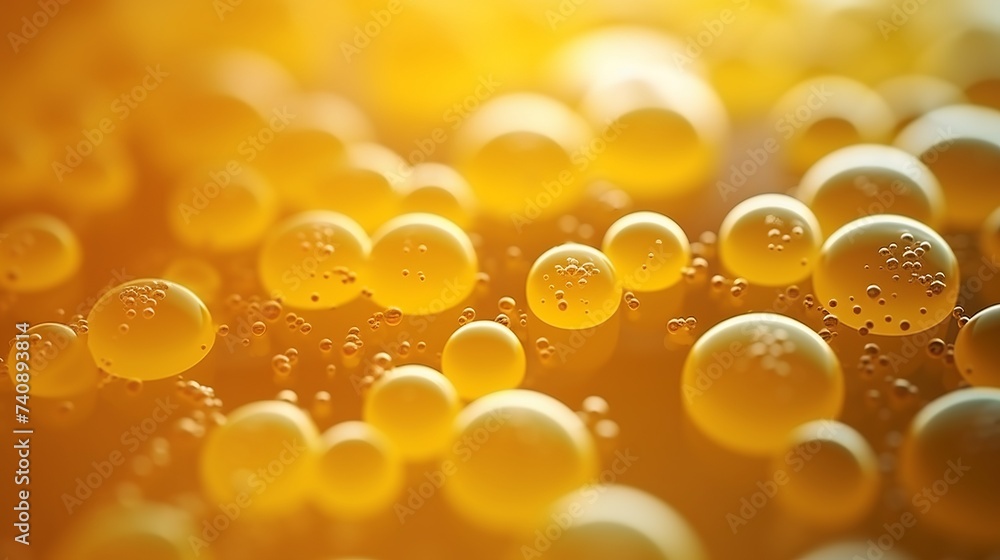 Yellow fat, like obesity cells, under the microscope, is a chemical ...