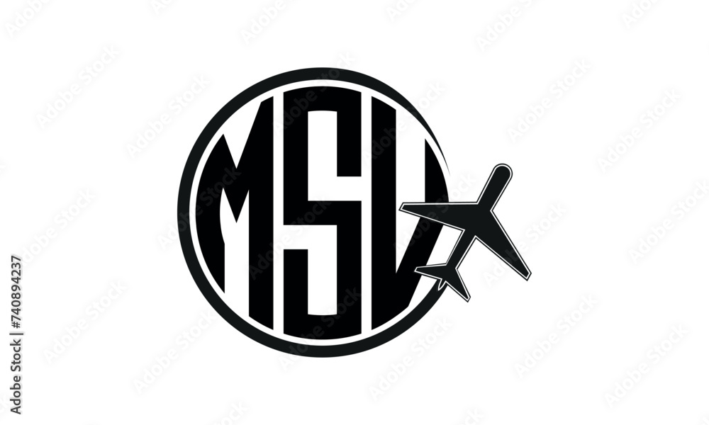 MSV three initial letter circle tour & travel agency logo design vector ...